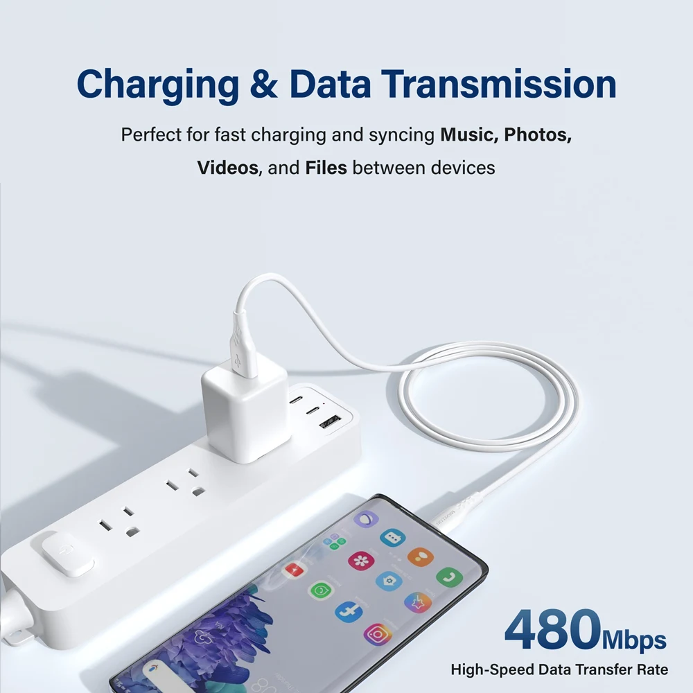 Link Usb to Type C (1m) 2.4A fast charging ( White & Black ...