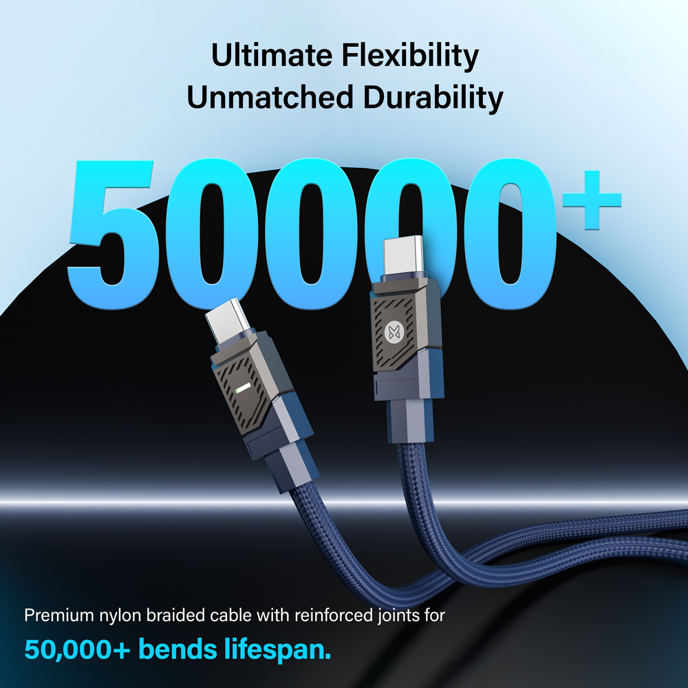 Maxelon MEGA 120W Type C to C Cable with Power Indicator, 1m (Blue ...